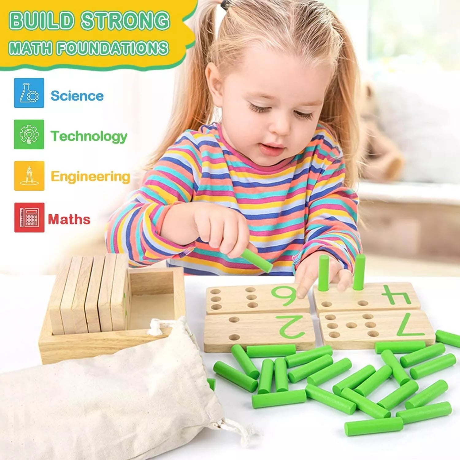 Montessori Wooden Counting Peg - Number Counting Stick Board – Montimeadow